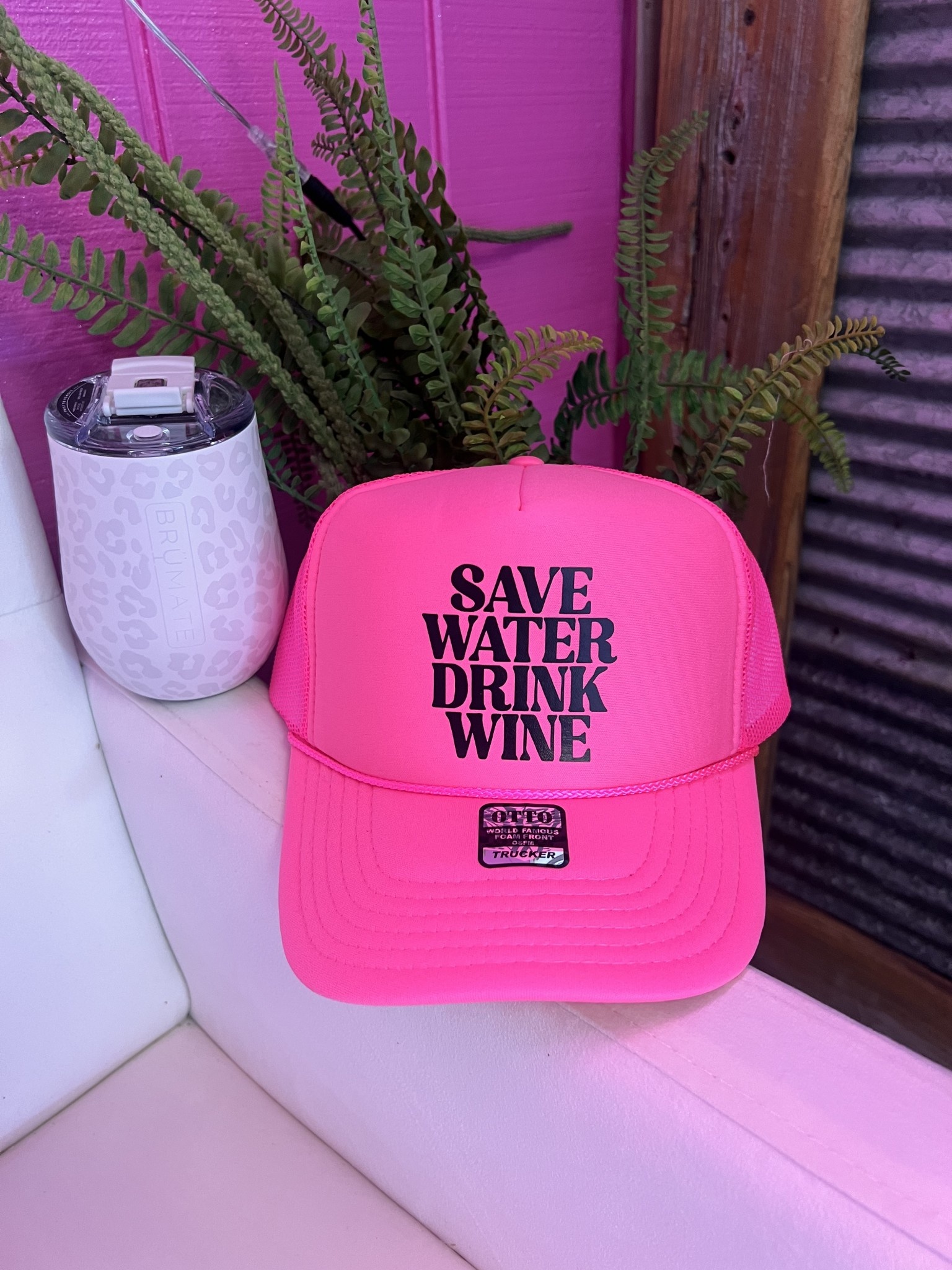 Save Water Drink Wine Trucker Hat - So Obsessed Boutique