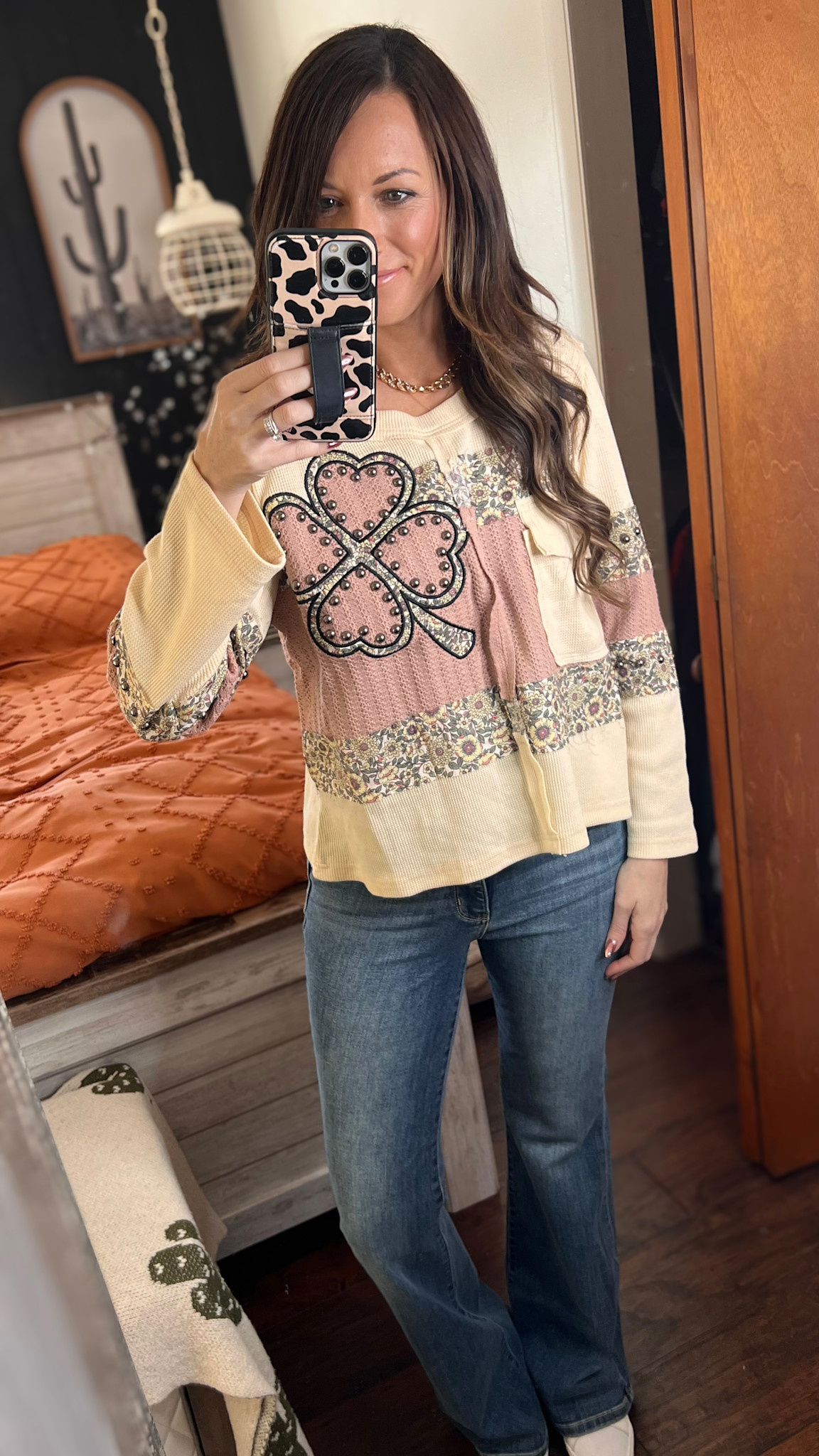 Minor Details Studded Clover Top - So Obsessed Boutique