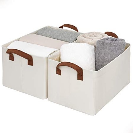 Collapsible Storage Bins - Beige 2 Pack - Top Notch DFW, LLC
