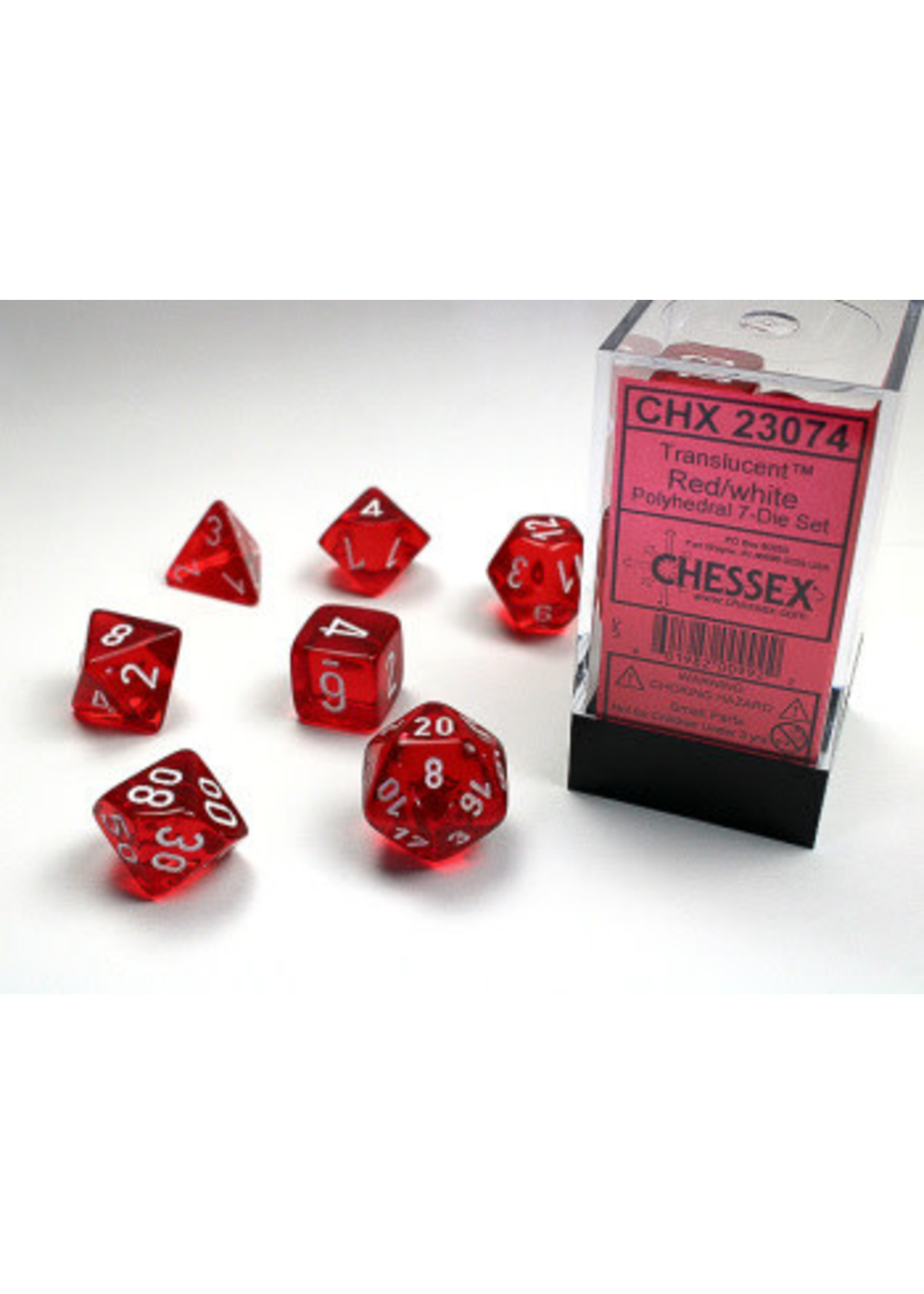 Chessex Translucent: Red/White - Ensemble de 7 dés polyédriques de ... Chessex Translucent: Red/White - Ensemble de 7 dés polyédriques de ...