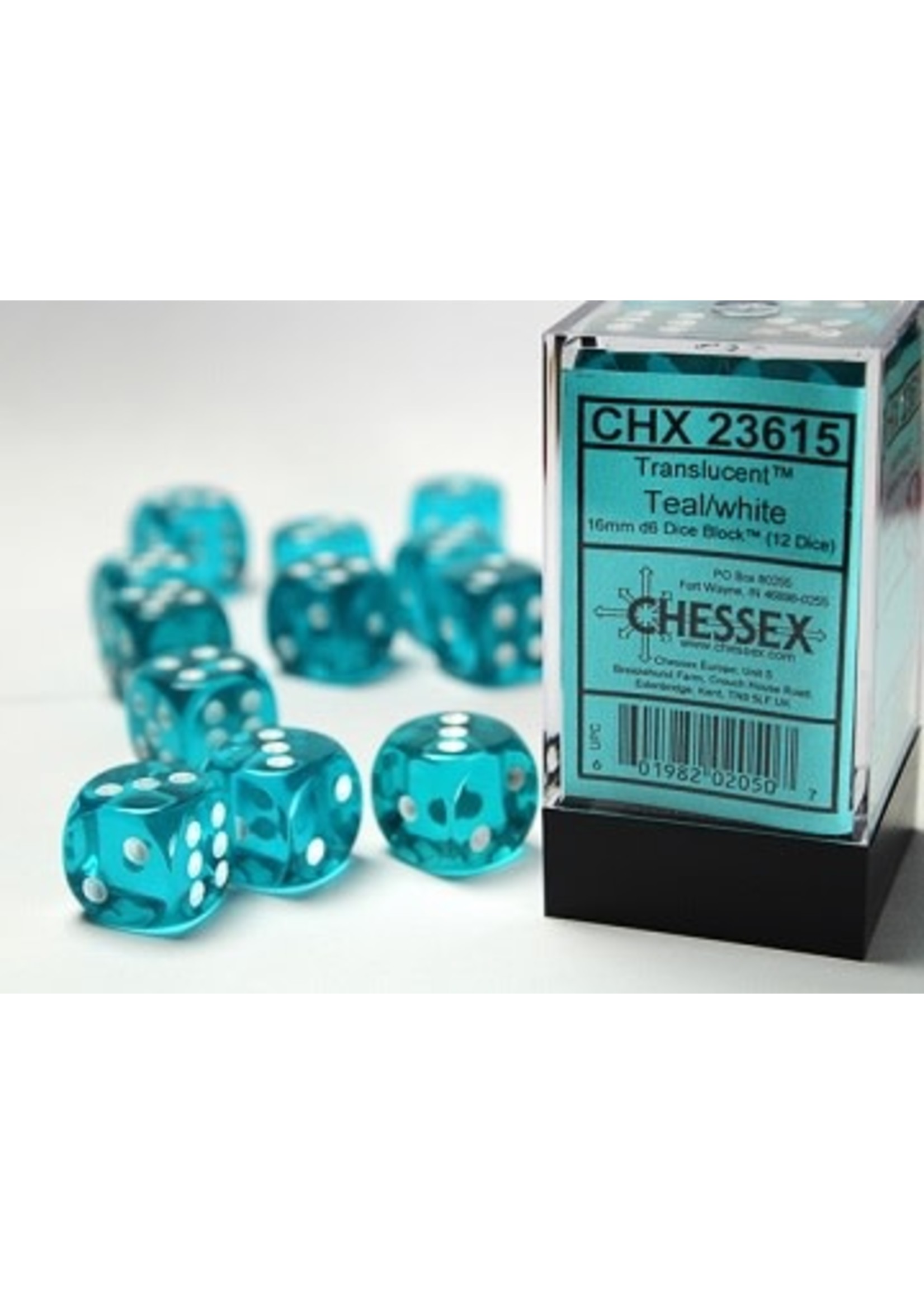 Translucent Teal/White - Ensemble de 12d6 de 16mm - La boutique Tabletop Translucent Teal/White - Ensemble de 12d6 de 16mm - La boutique Tabletop