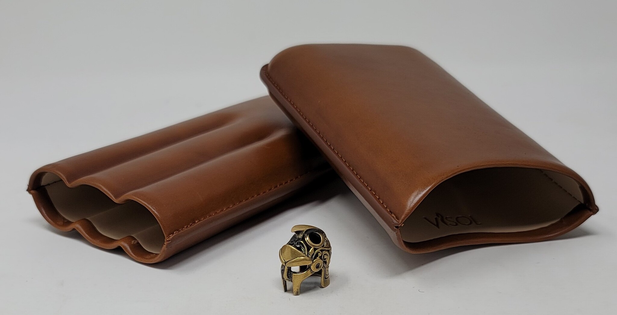 Legend Brown Leather 3 Finger Case by Visol - Cigar Spartan