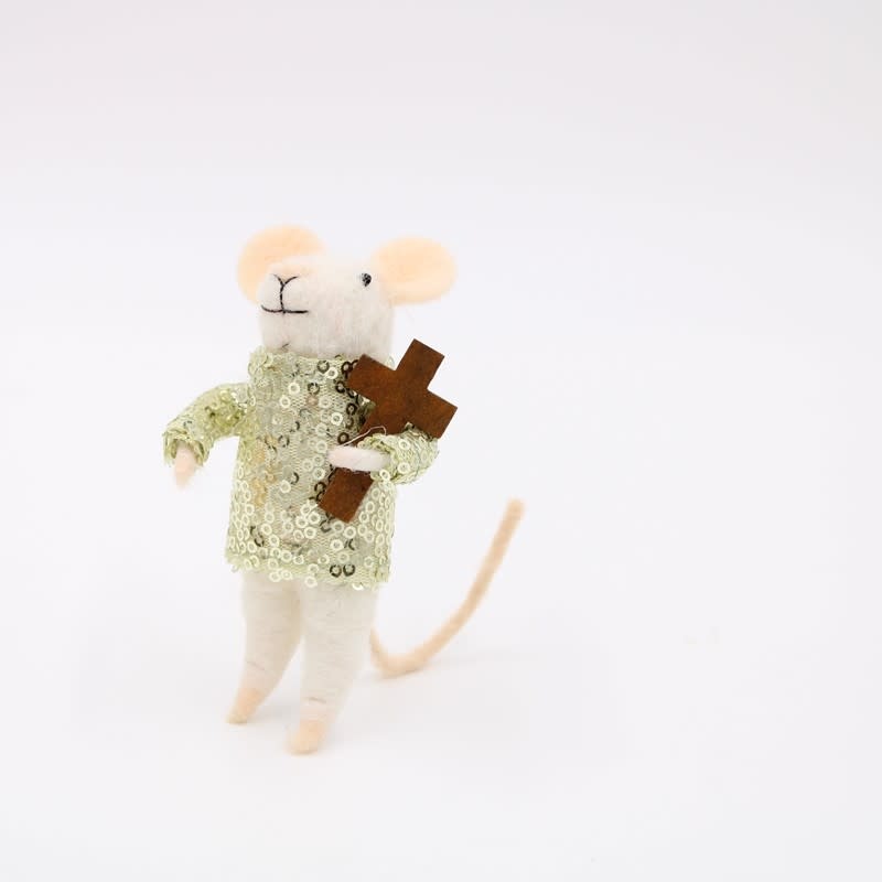 Felt Church Mouse with Cross - mlynnedesigns