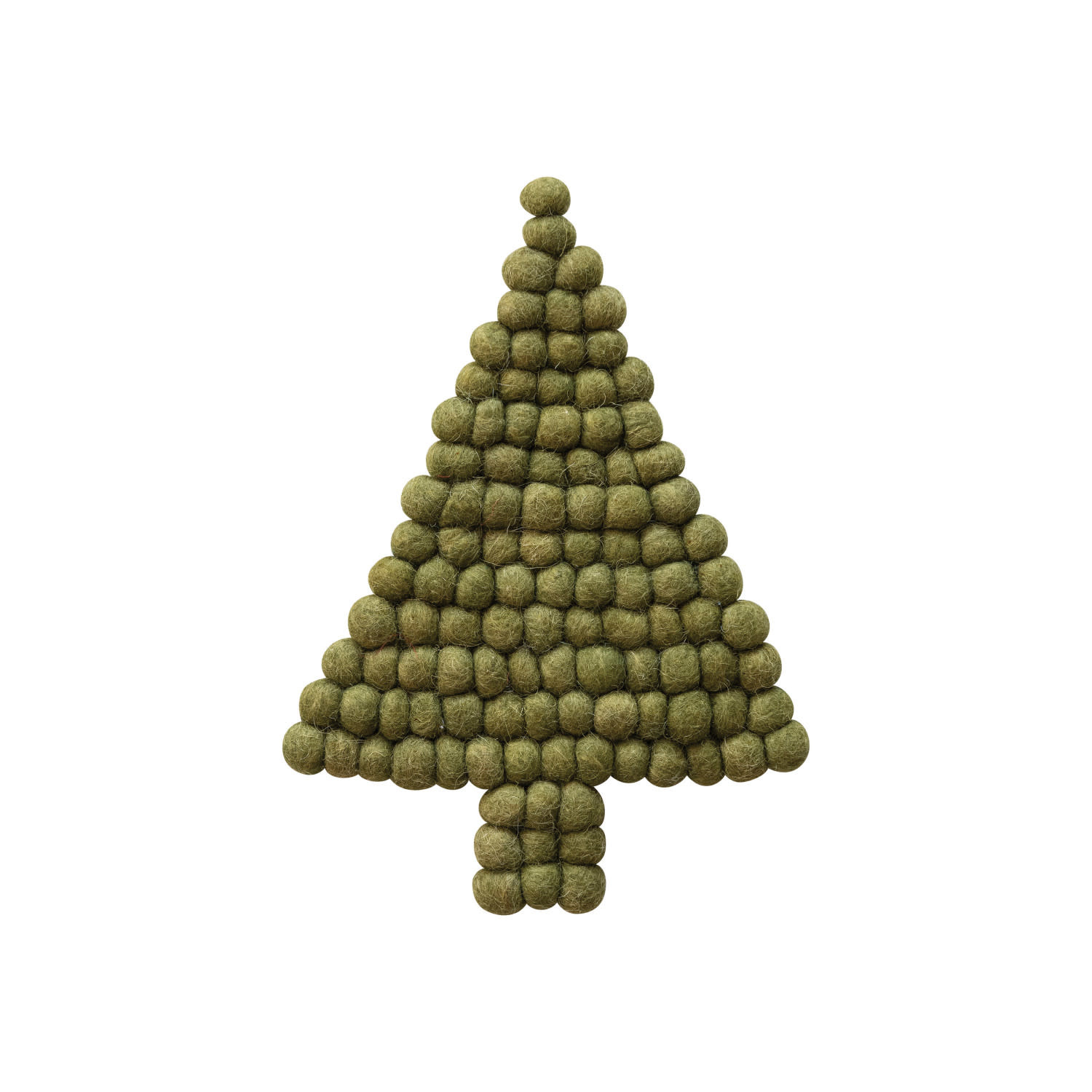 Green Wool Felt Ball Tree Trivet - mlynnedesigns