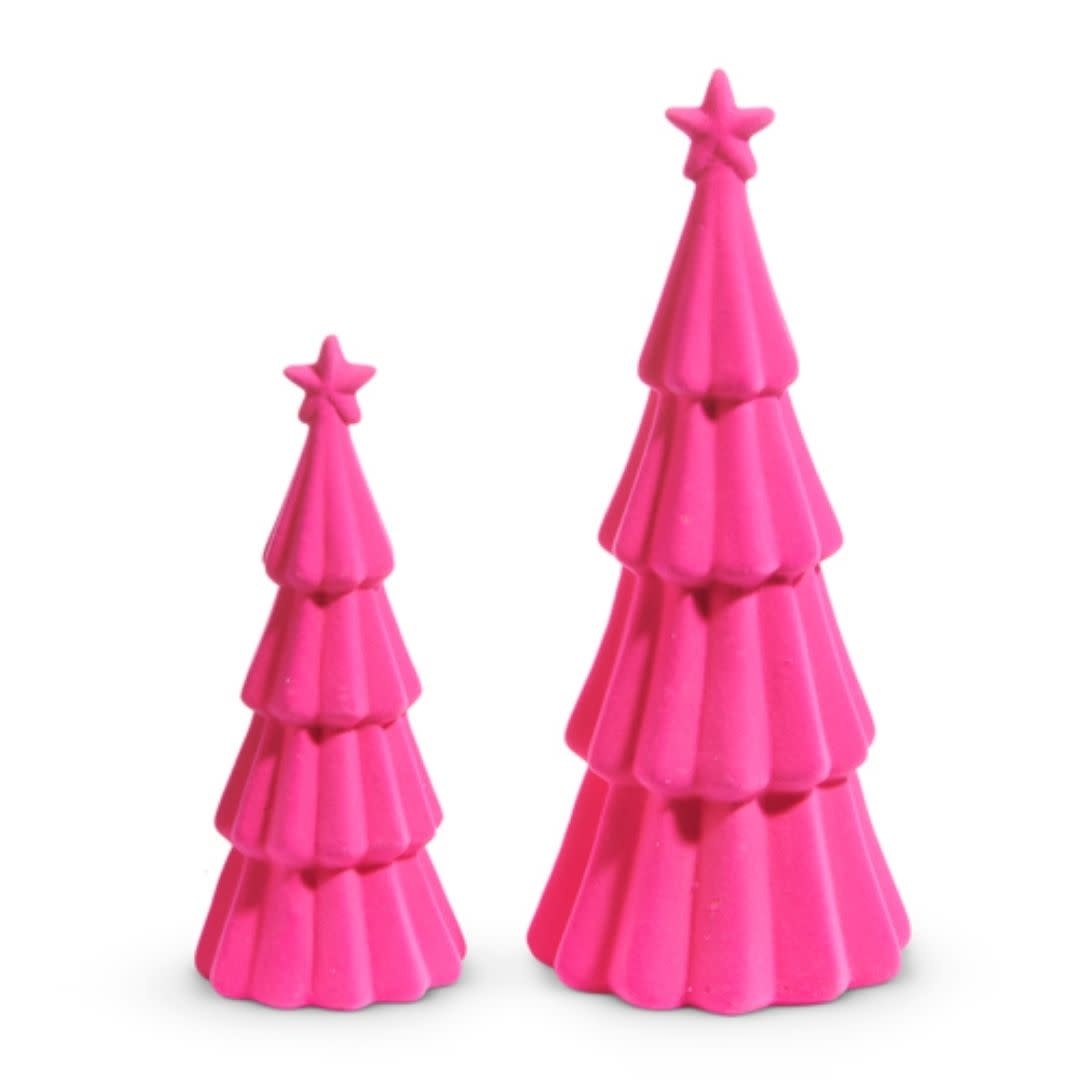 pink flocked tiered trees raz imports - mlynnedesigns