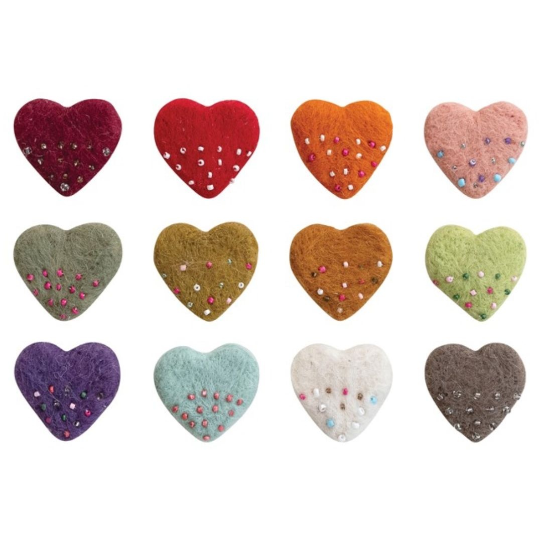 handmade wool felt heart shaped magnet hazel mazel - mlynnedesigns