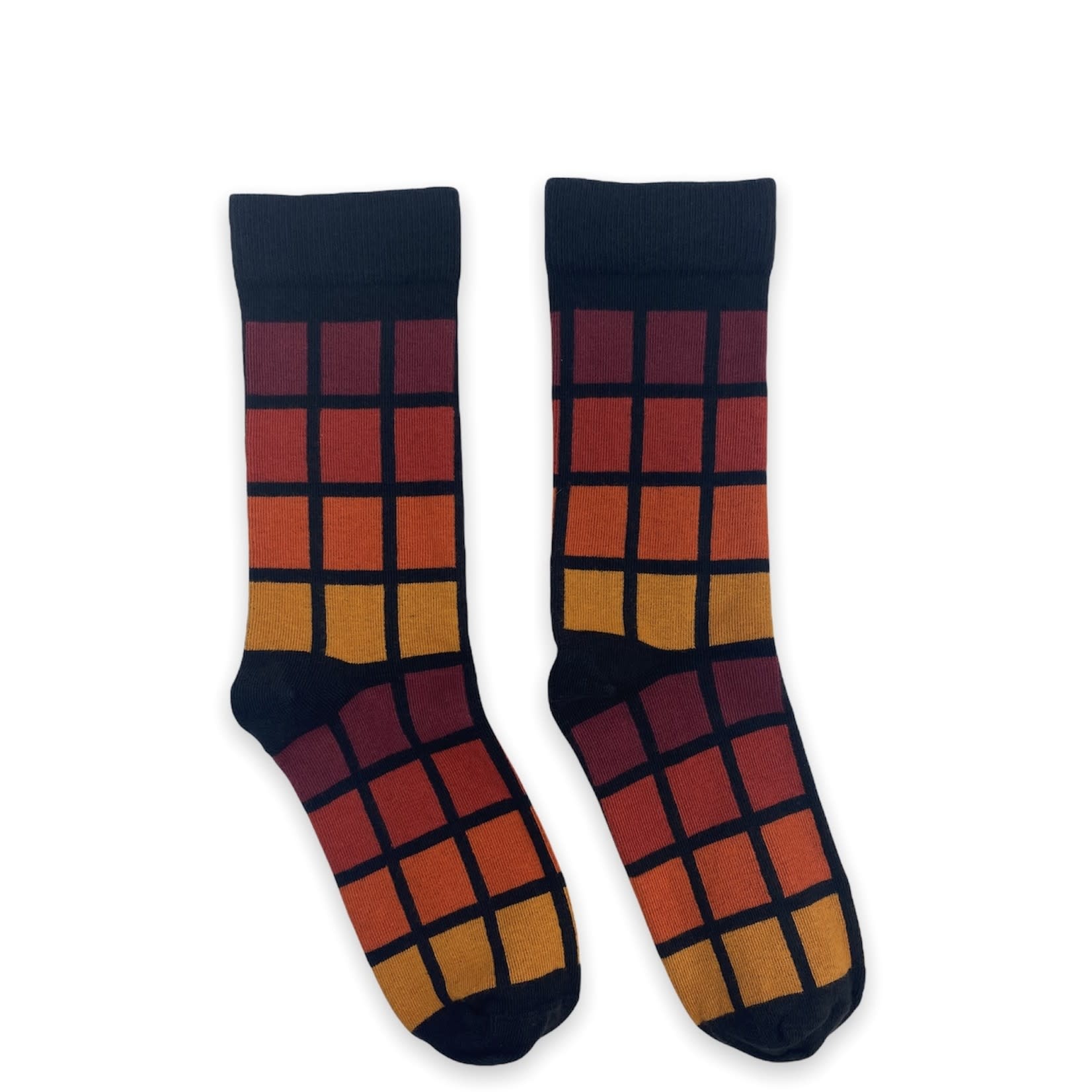 Subway Grid Socks Black/Red - American Folk Art Museum