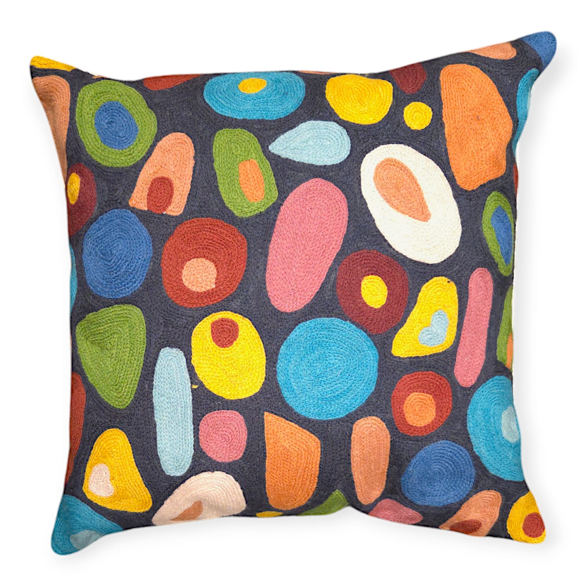 Abstract Pebbles Black 18"x18" - American Folk Art Museum