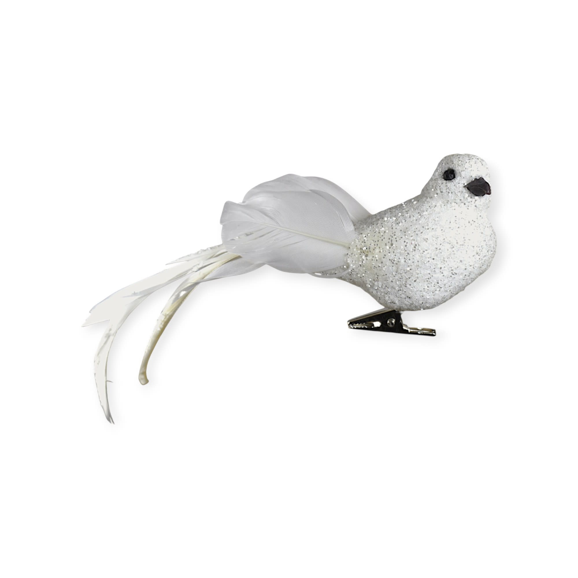 Glitter Birds Clip On White & Silver - American Folk Art Museum