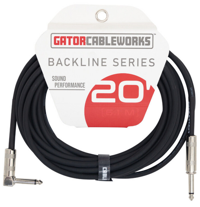 Gator GCWB-INS-20RA Backline Series 1/4" Straight to 1/4" Right-Angle ...
