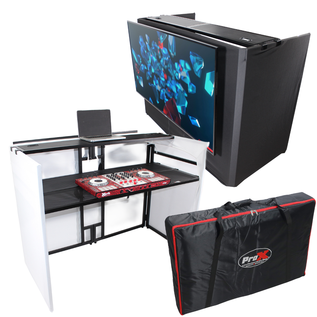 ProX XF-MESA MEDIA MK2 MESA DJ Facade Table Workstation Includes TV ...