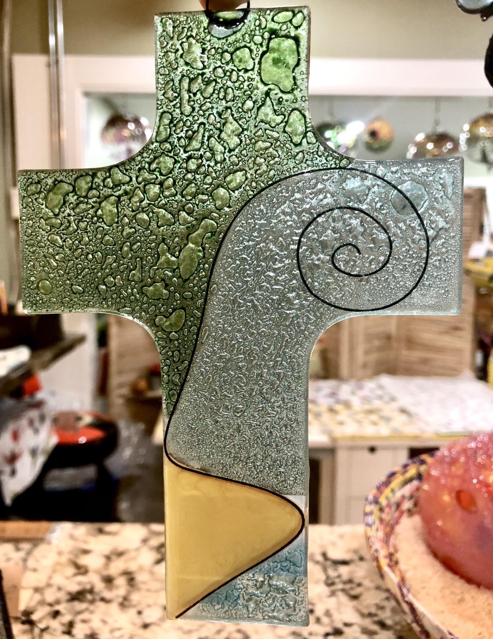 Fused Glass Cross m168JW2 - Danville Floral and Gifts