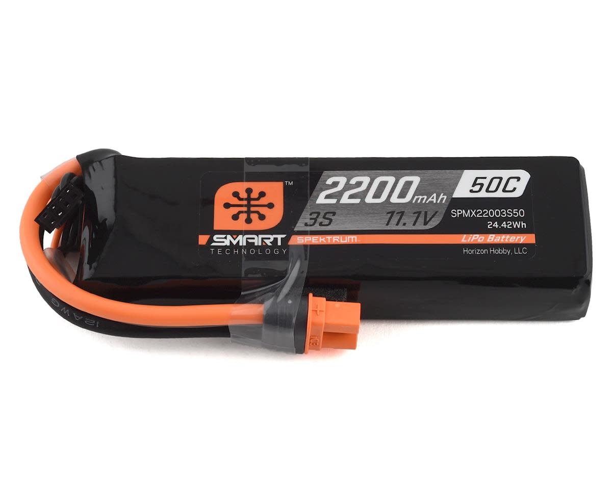 Spektrum RC 3S Smart LiPo Battery Pack w/IC3 Connector (11.1V/2200mAh) #SPMX22003S50 - Hobby Time RC