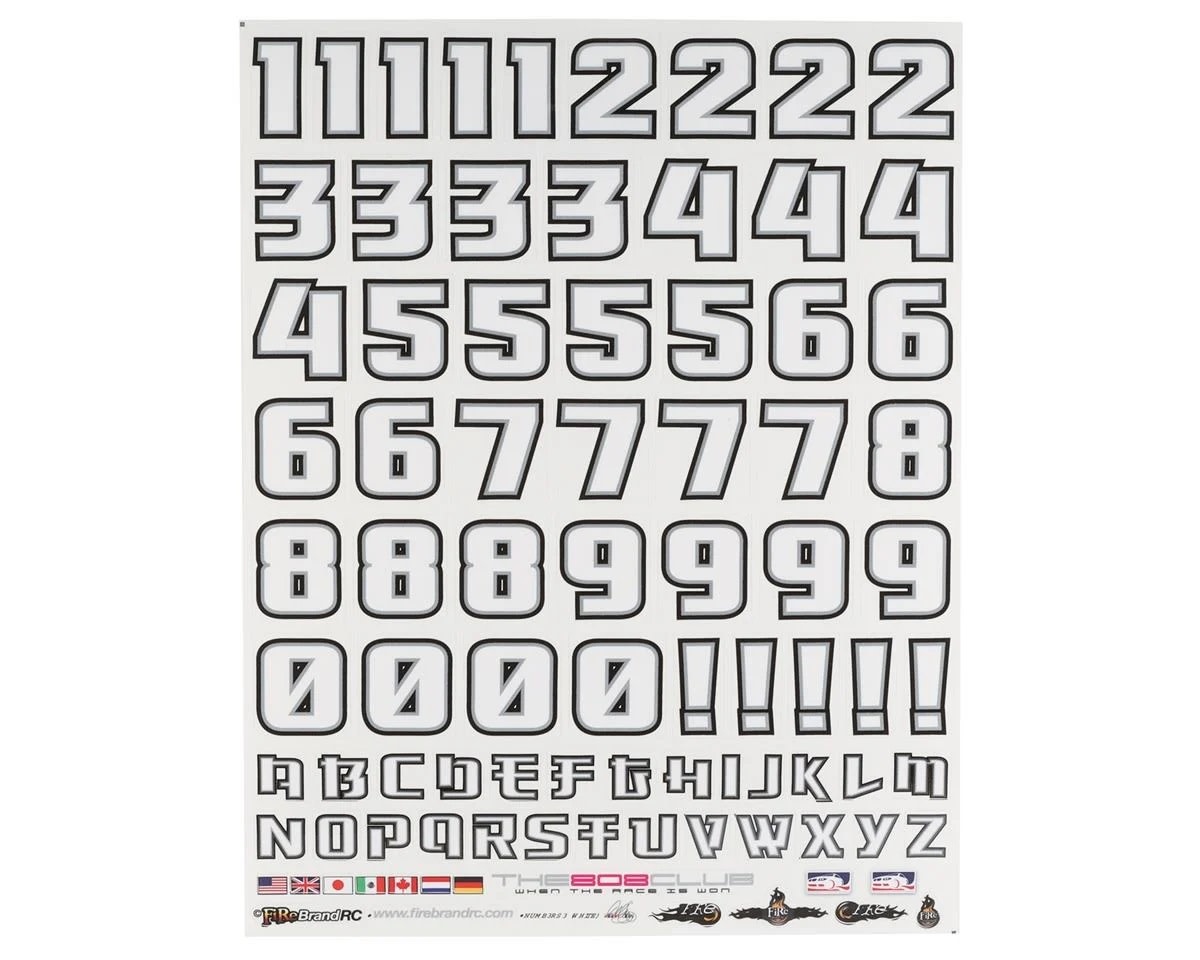 Firebrand RC Numb3Rs 3 Rocket Decal Set (White w/Black Outlines) # ...