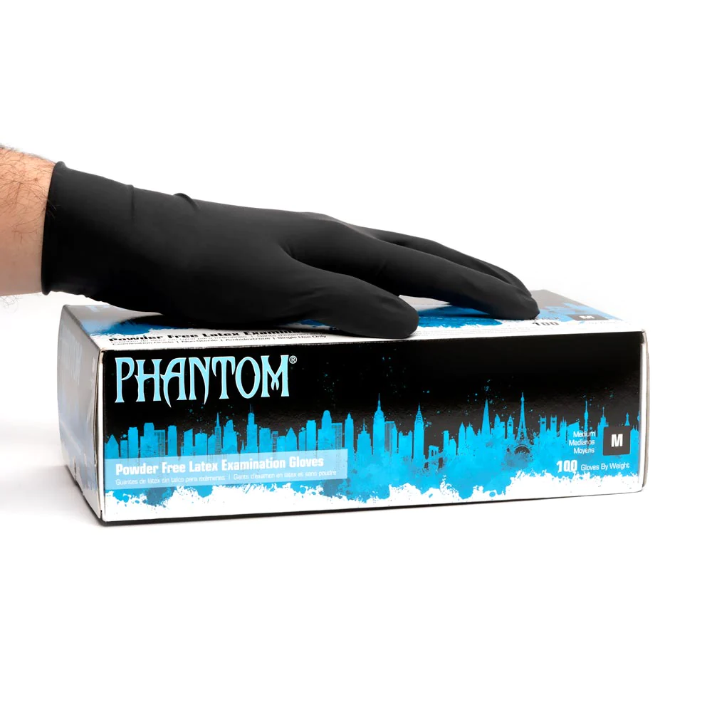 ADENNA PHANTOM - BLACK LATEX EXAM GLOVES – POWDER FREE - Anarchy Tattoo ...