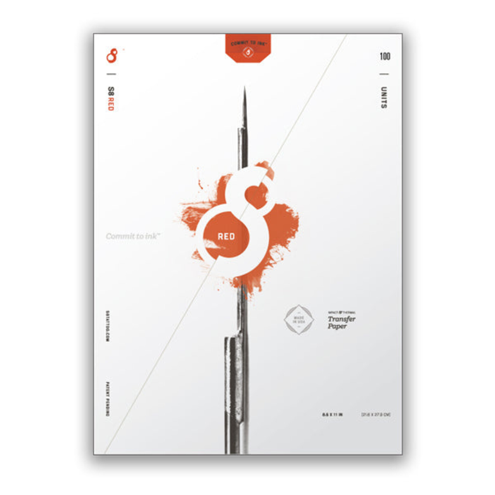 S8 SPIRIT RED THERMAL PAPER - 8 1/2" x 11" - Anarchy Tattoo Supplies