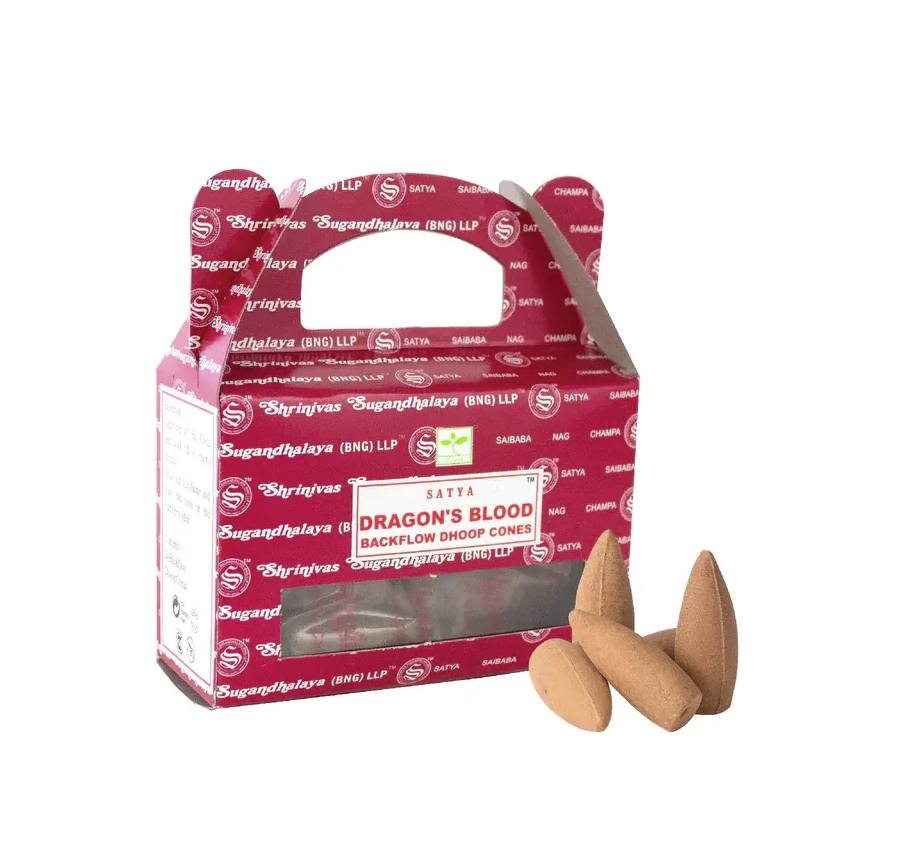 Satya Dragons Blood Incense Backflow Dhoop Cone - Energy Within Crystals