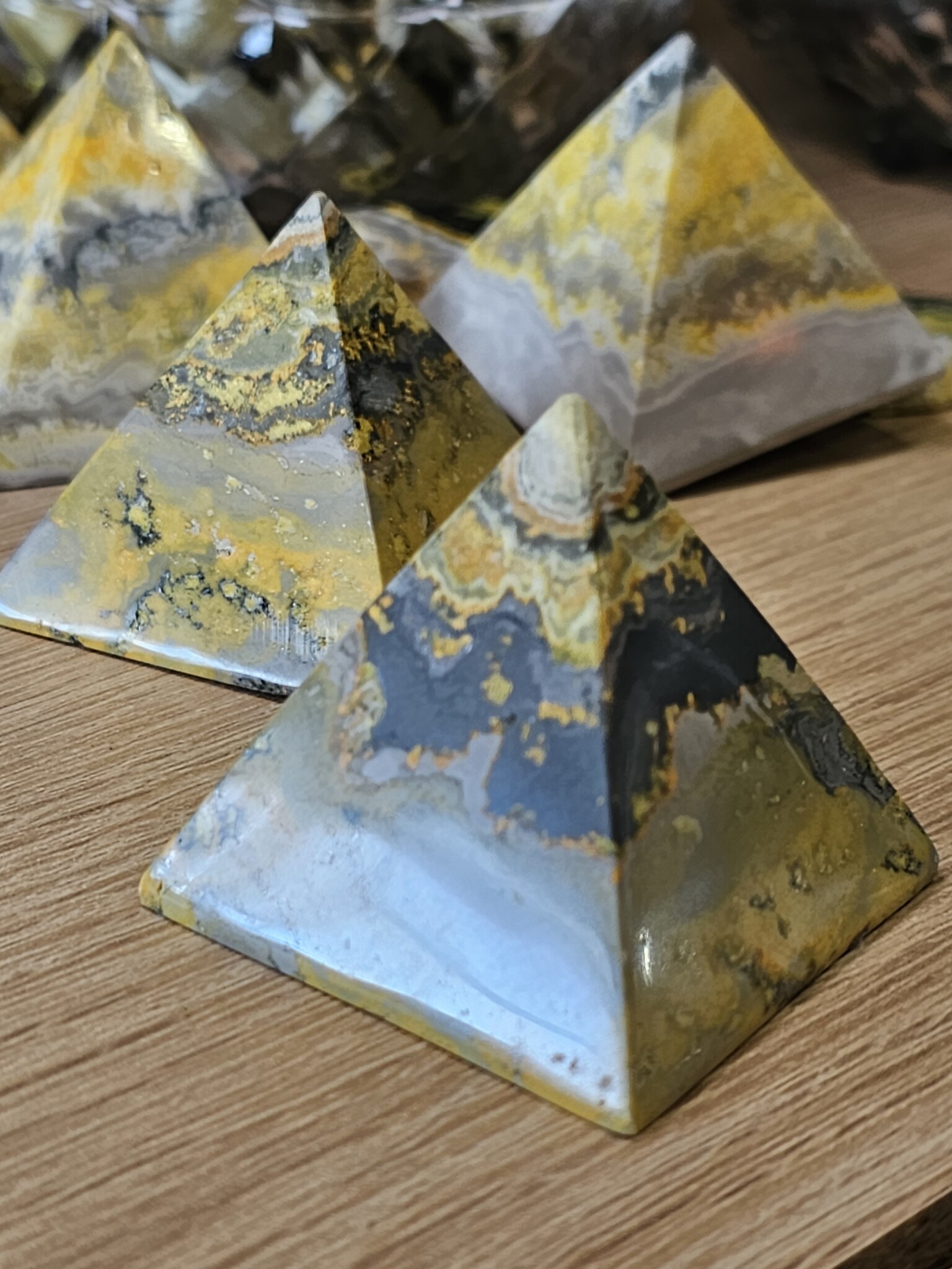 Bumble Bee Jasper Pyramid 2" x 2" x 2" - Energy Within Crystals