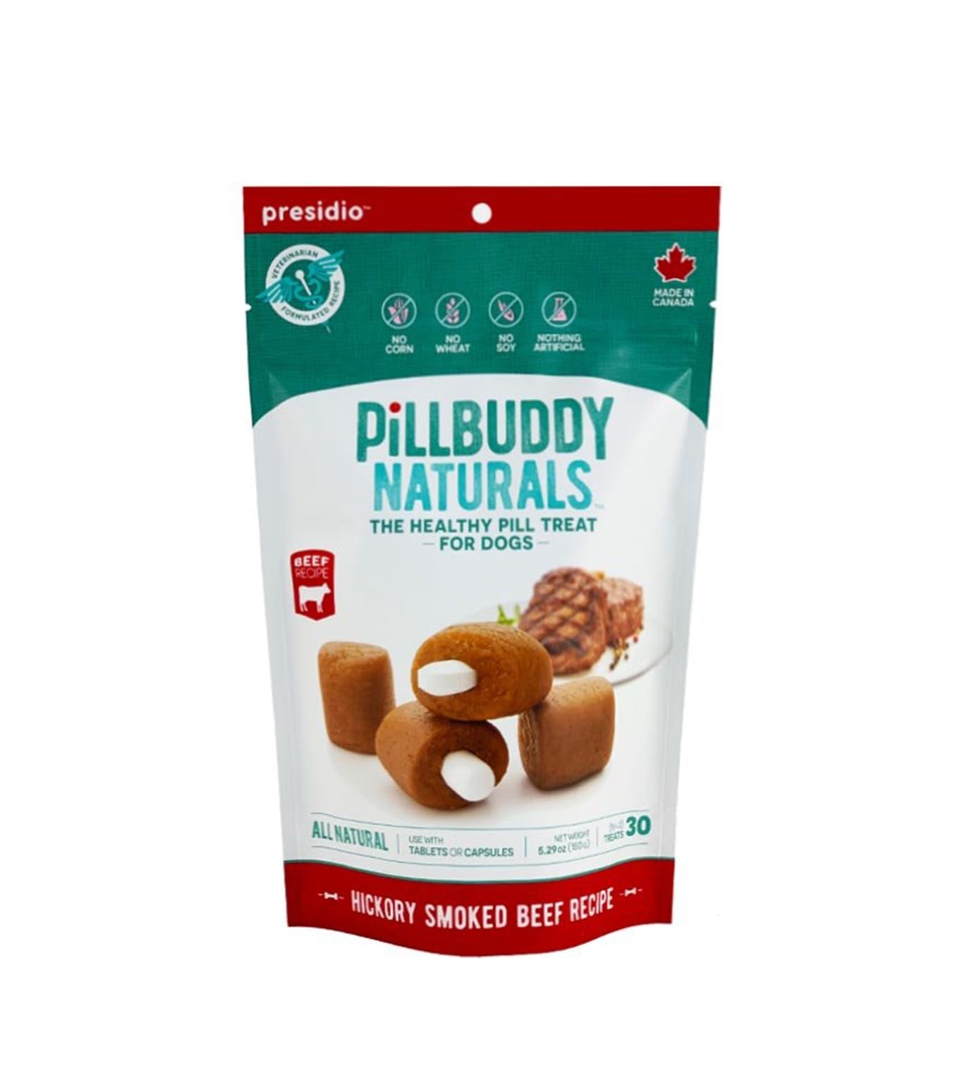 Pill Buddy Natural Hickory Smoked Beef Recipe 30ct - Twelve Paws Pet Supply