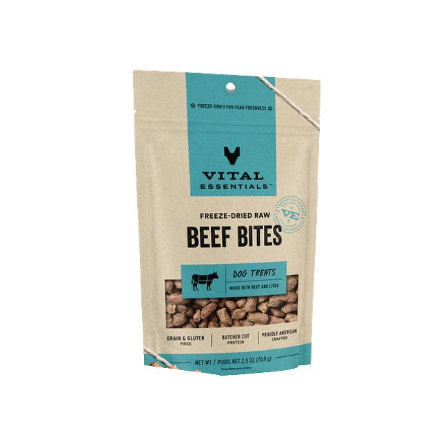 Vital Essentials Dog FD Beef Bites 2.5oz - Twelve Paws Pet Supply