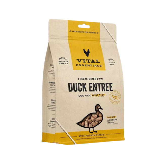 Vital Essentials Dog FD Duck Mini Nibs 14oz - Twelve Paws Pet Supply