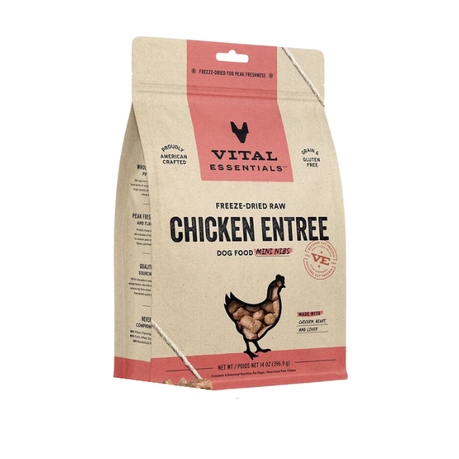 Vital Essentials Dog FD Chicken Mini Nibs 14oz - Twelve Paws Pet Supply