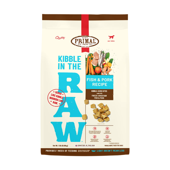Primal Kibble in the Raw Fish & Pork 1.5# - Twelve Paws Pet Supply