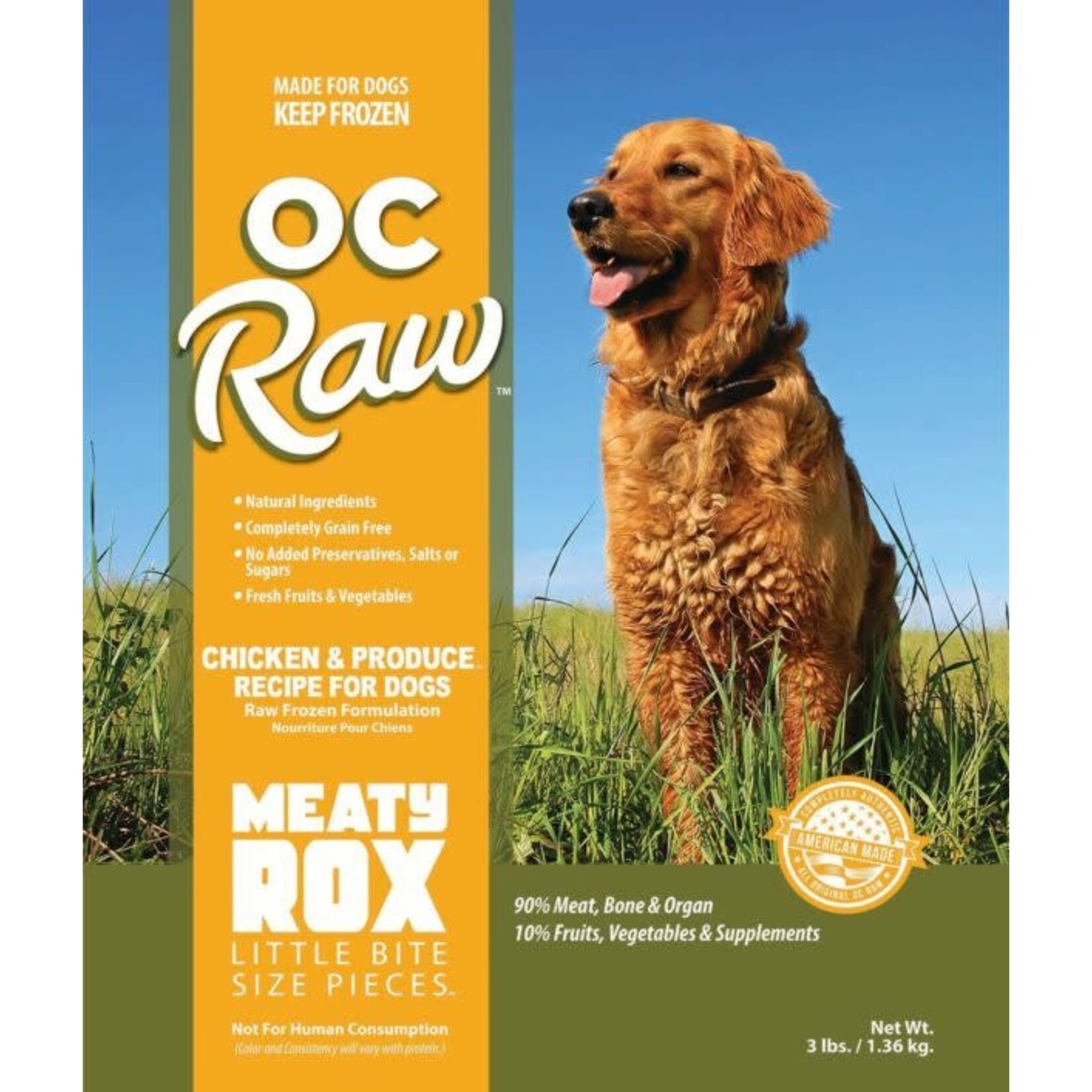 OC Raw Frozen Raw Chicken & Produce Meaty Rox for Dogs 3lb - Wild Whiskers