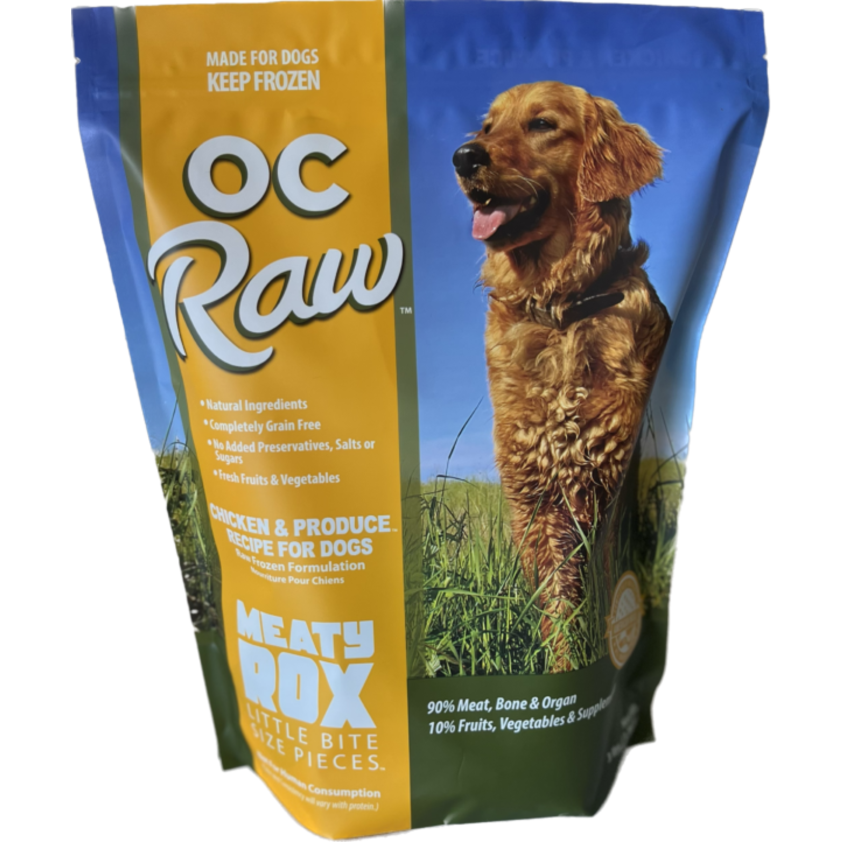 OC Raw Frozen Raw Chicken & Produce Meaty Rox for Dogs 3lb - Wild Whiskers