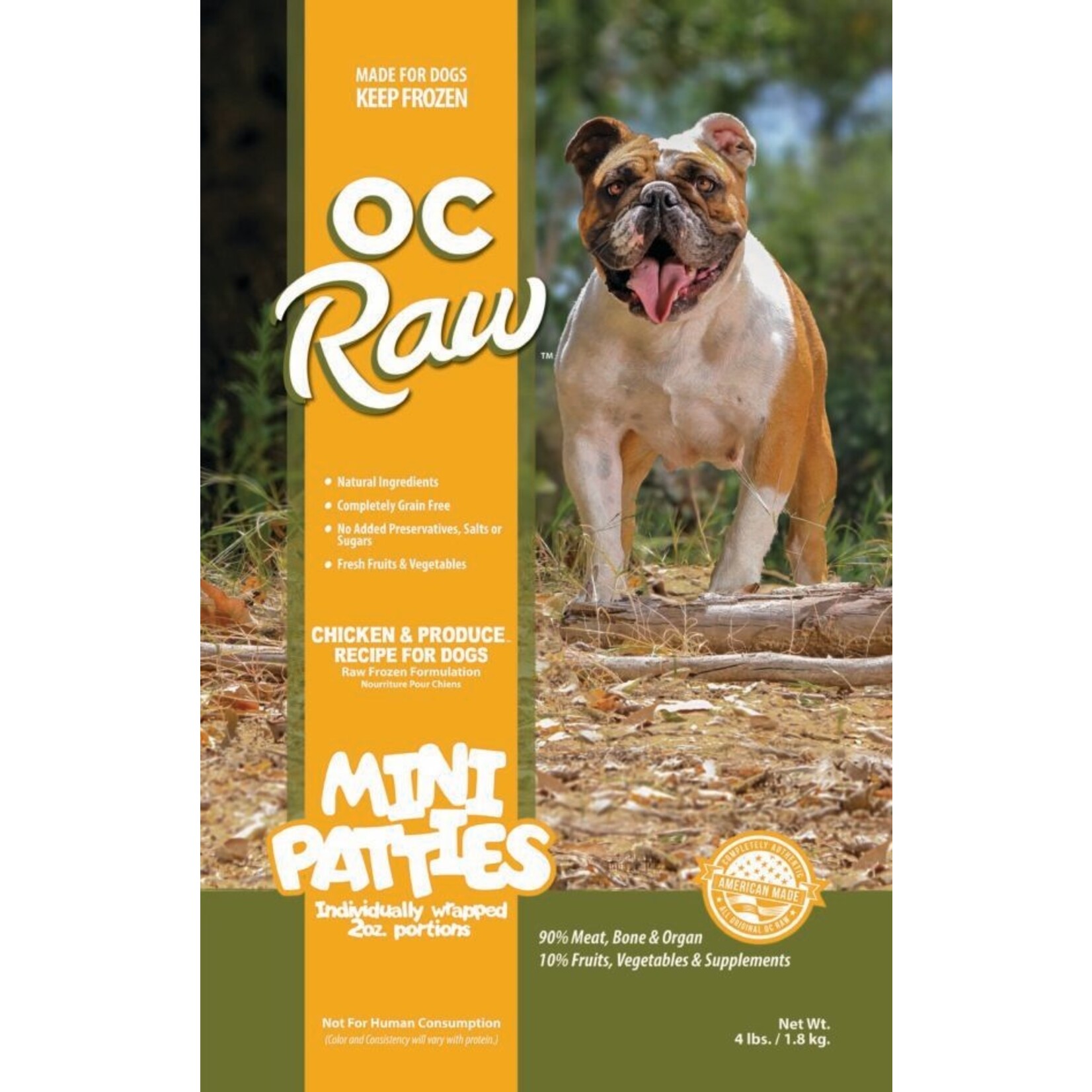 OC Raw Frozen Raw Chicken & Produce Mini Patties for Dogs 4lb - Wild ...