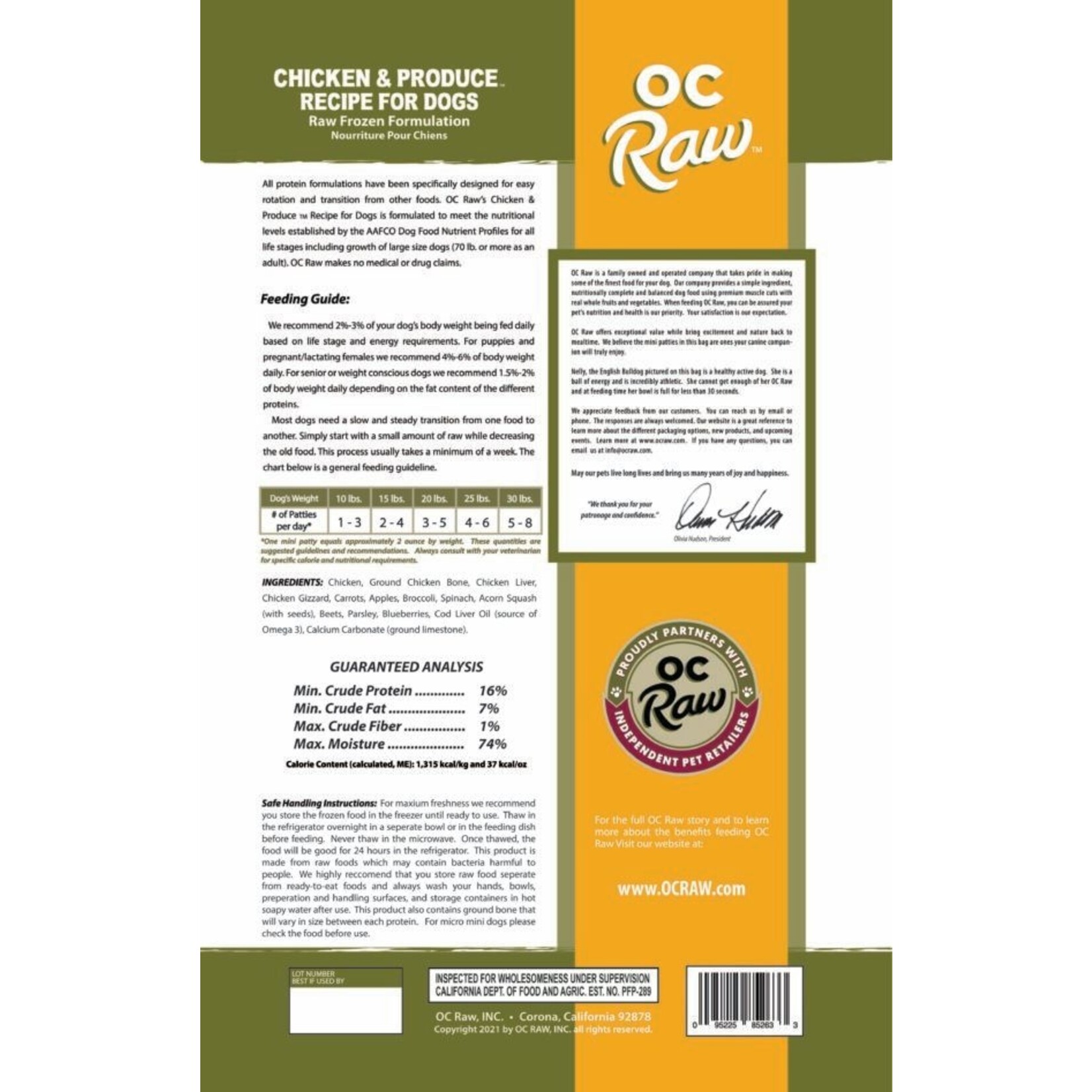 OC Raw Frozen Raw Chicken & Produce Mini Patties for Dogs 4lb - Wild ...