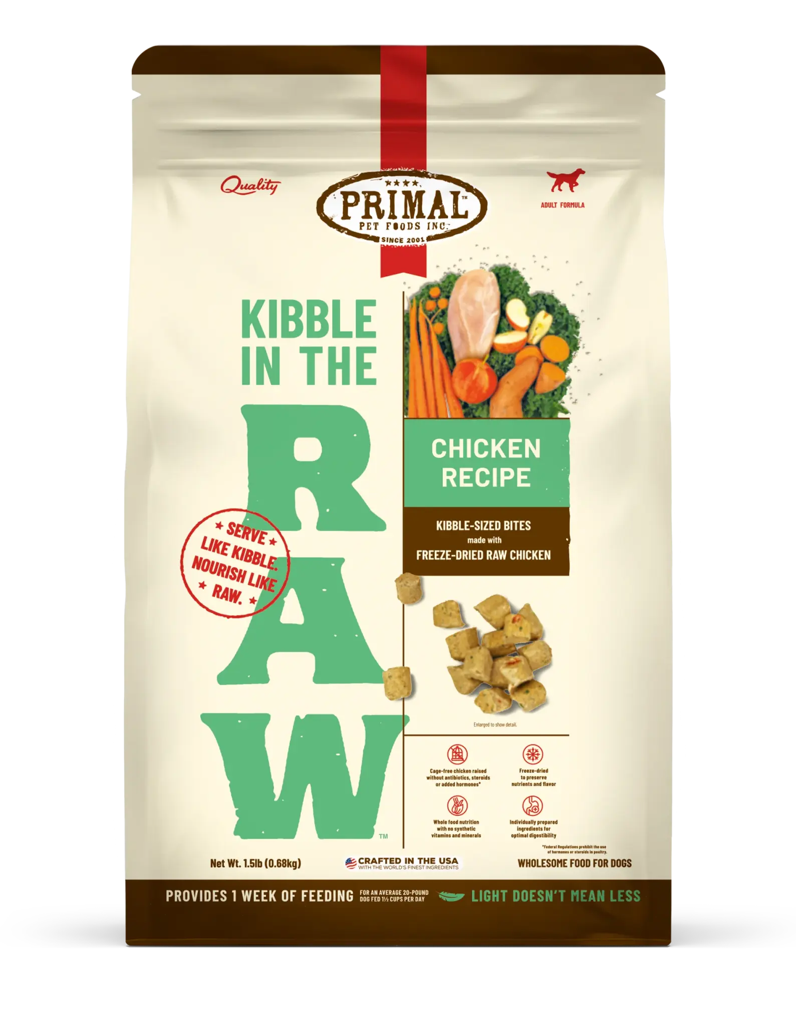 Freeze-Dried Kibble In The Raw Chicken Recipe Dog Food 9lb - Wild Whiskers