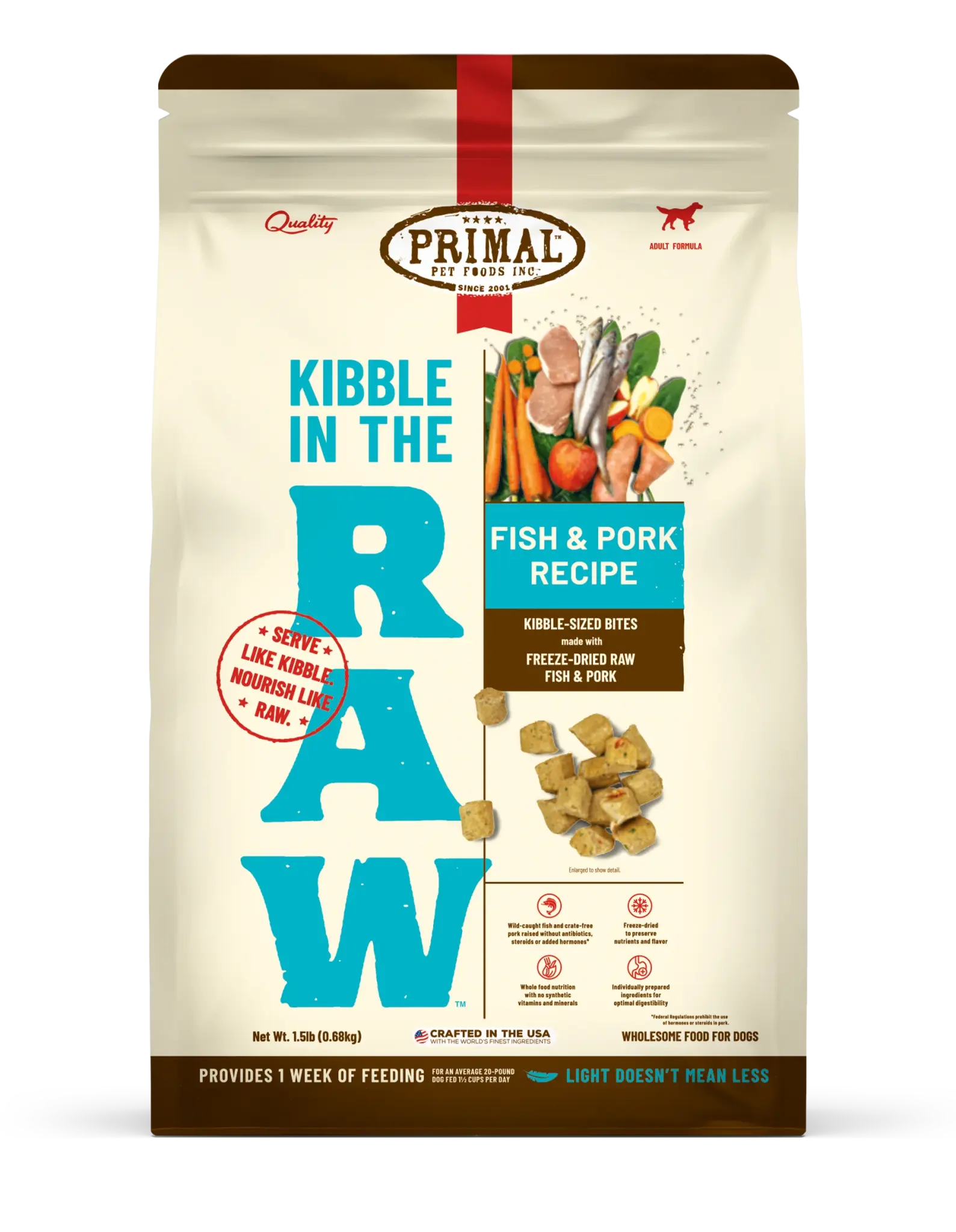 Freeze-Dried Kibble In The Raw Fish & Pork Recipe Dog Food 9lb - Wild ...