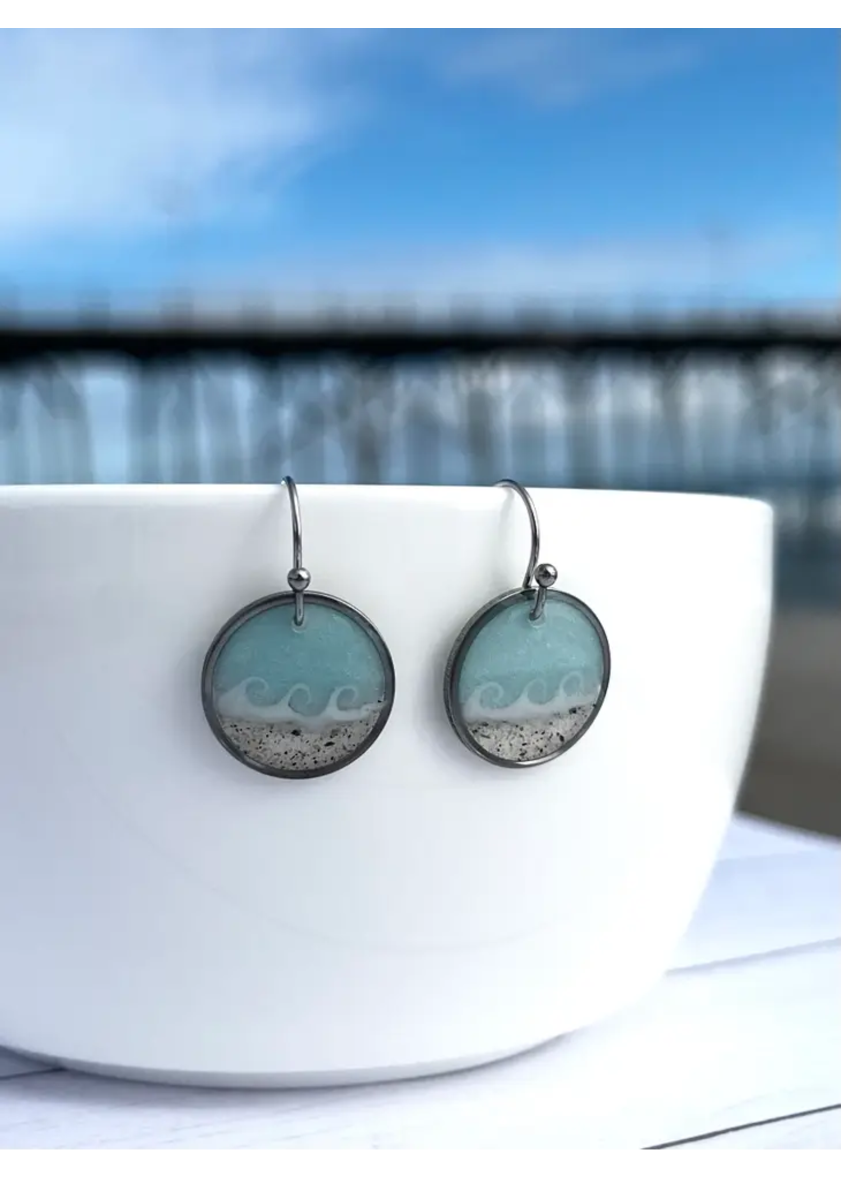 Sand Circle Wave Dangle Earrings | Beach Sand - Prim in Proper