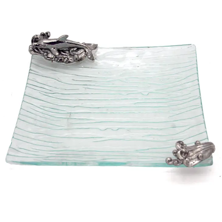 Pewter Square Glass Plate - Prim in Proper