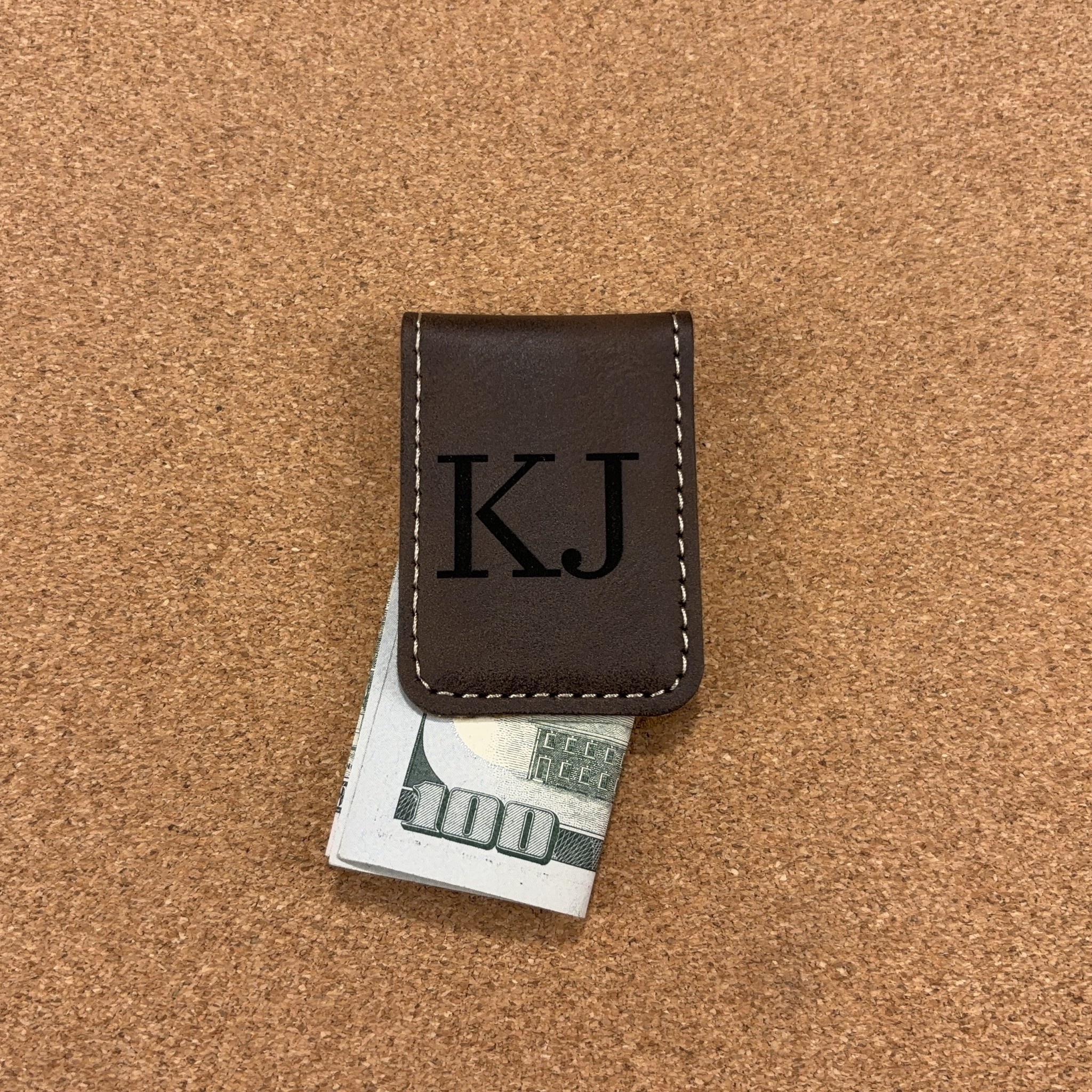 Custom Engraved Faux Leather Money Clip - Prim in Proper