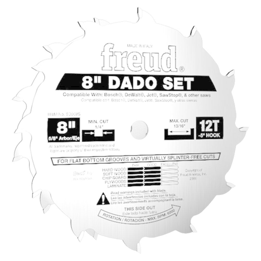 8 INCH STACKED DADO SET SD208S - Crazy4Tools