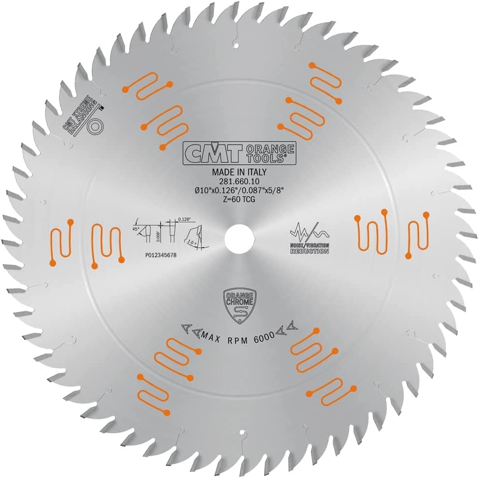 CMT Orange Chrome Carbide Full Kerf 10" Heavy Duty Multi purpose cross ...