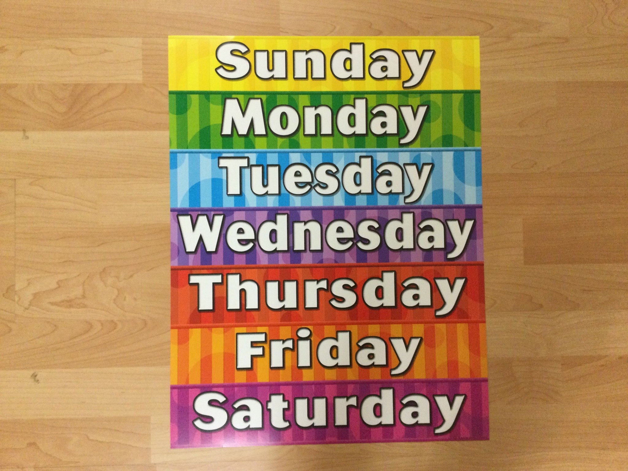 Days of the Week Chart Days of the Week Chart - School Spot