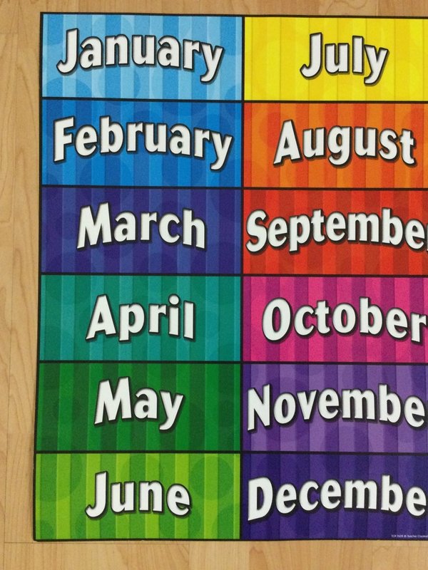 Months of the Year Chart - School Spot