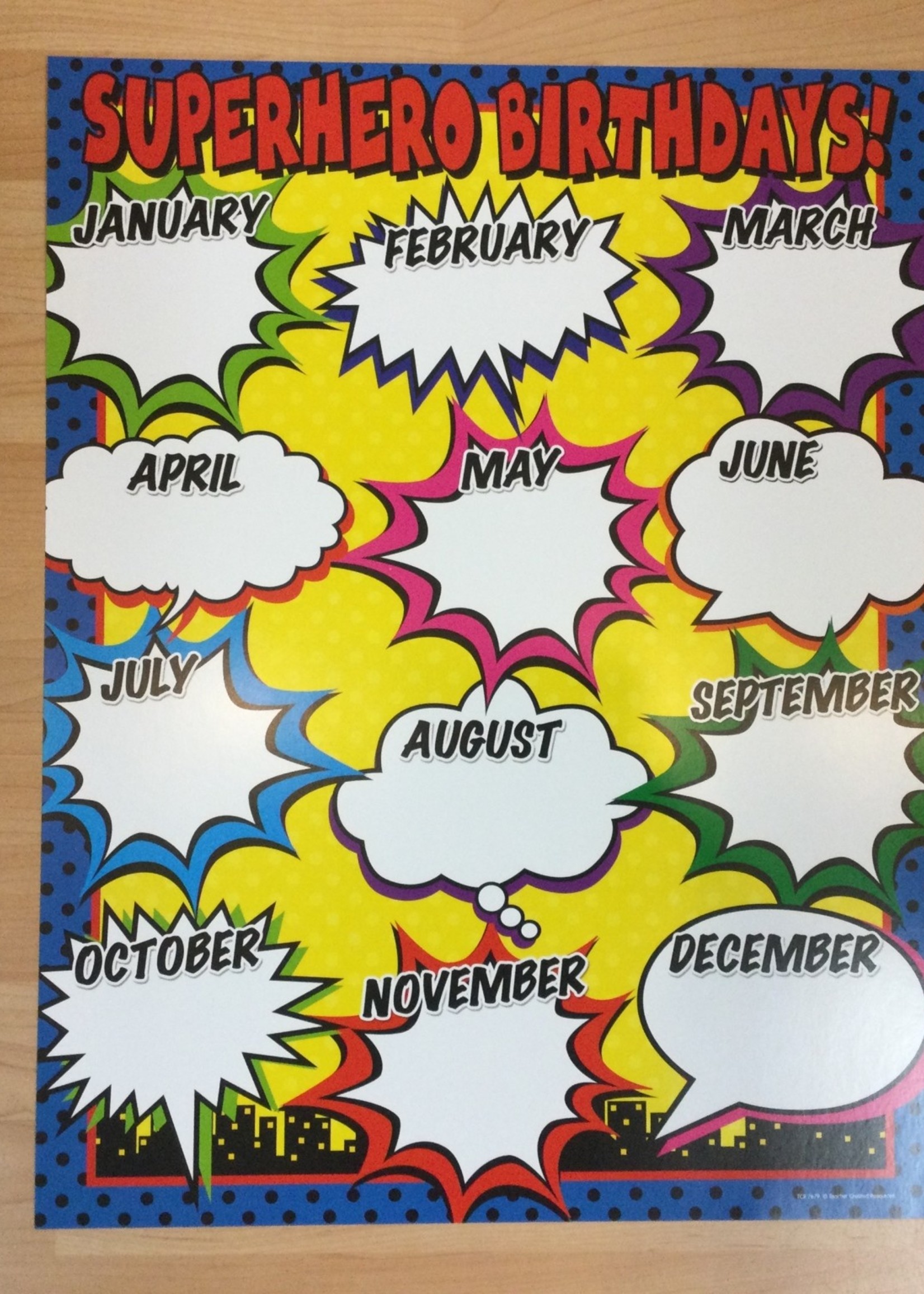 Superhero Birthday Chart - School Spot