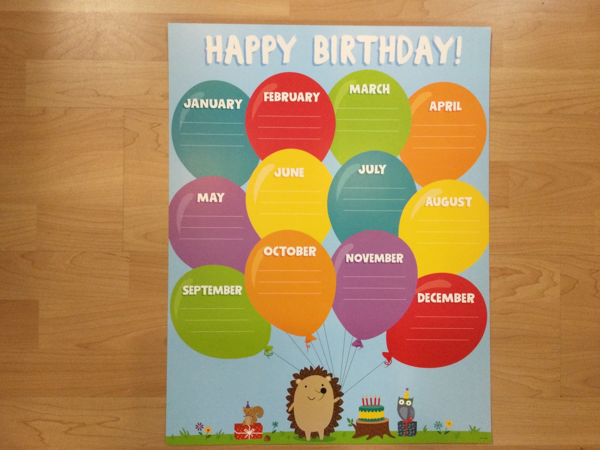 Woodland Friends Birthday Chart - School Spot