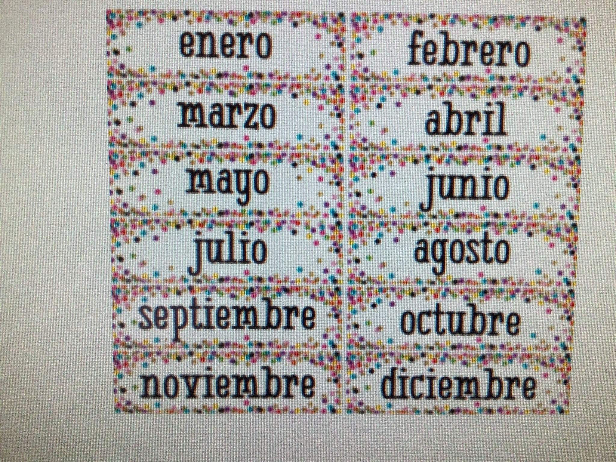 Confetti Spanish Months Mini Bulletin Board - School Spot