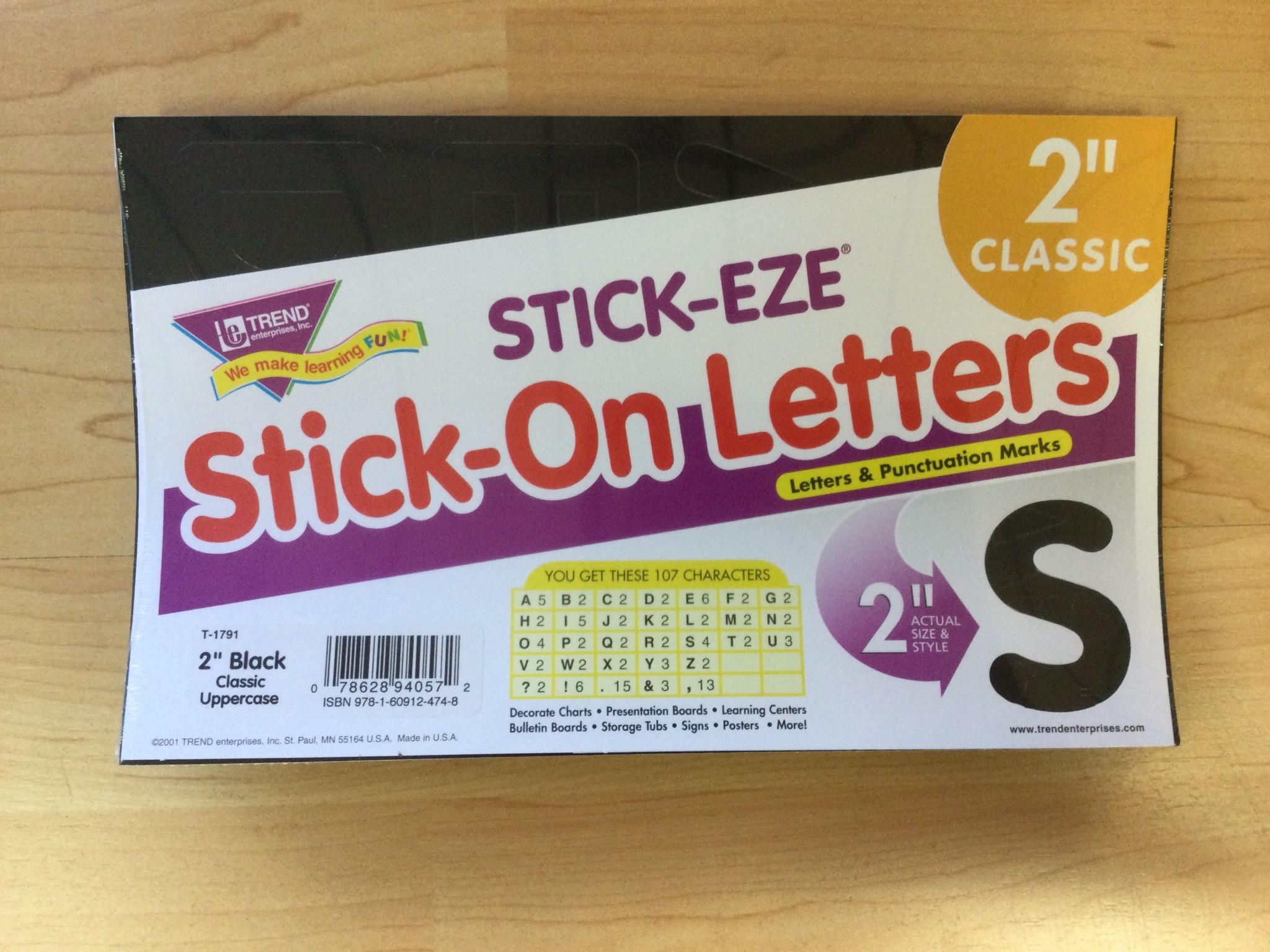 Black 2" Stick-Eze Letters 107pc - School Spot