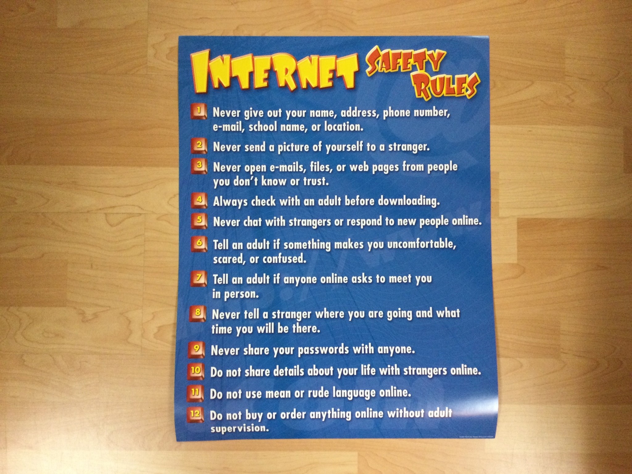 Internet Safety Rules Chart - School Spot