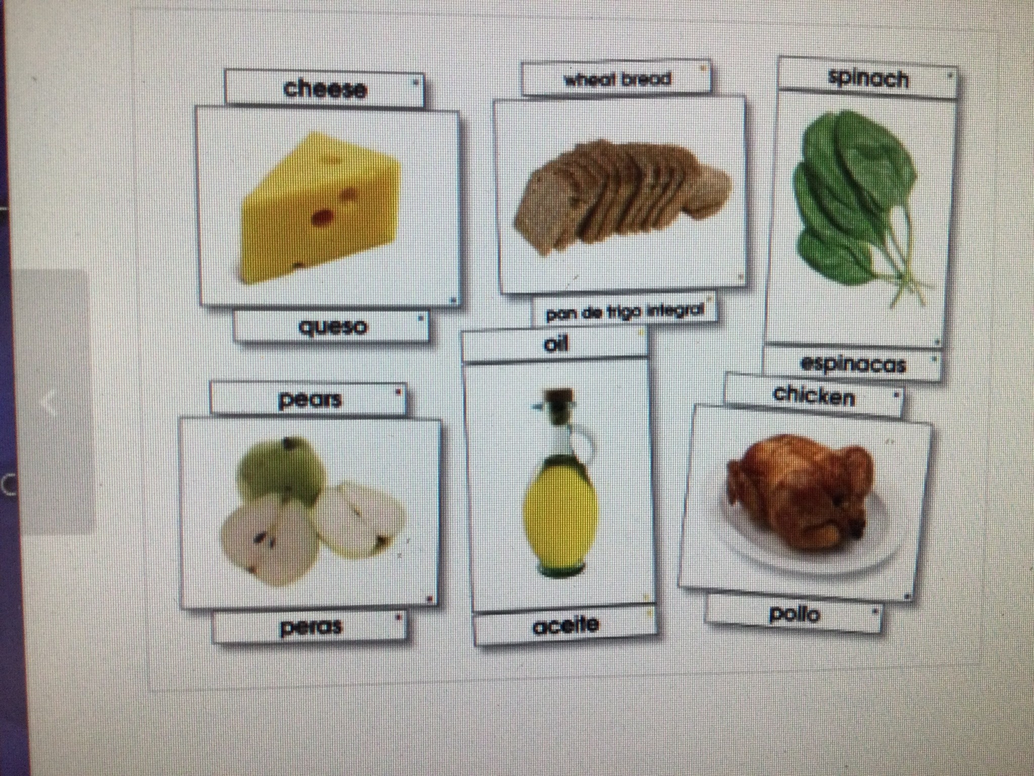 Food Photo Language Cards English/Spanish 56 sets - School Spot