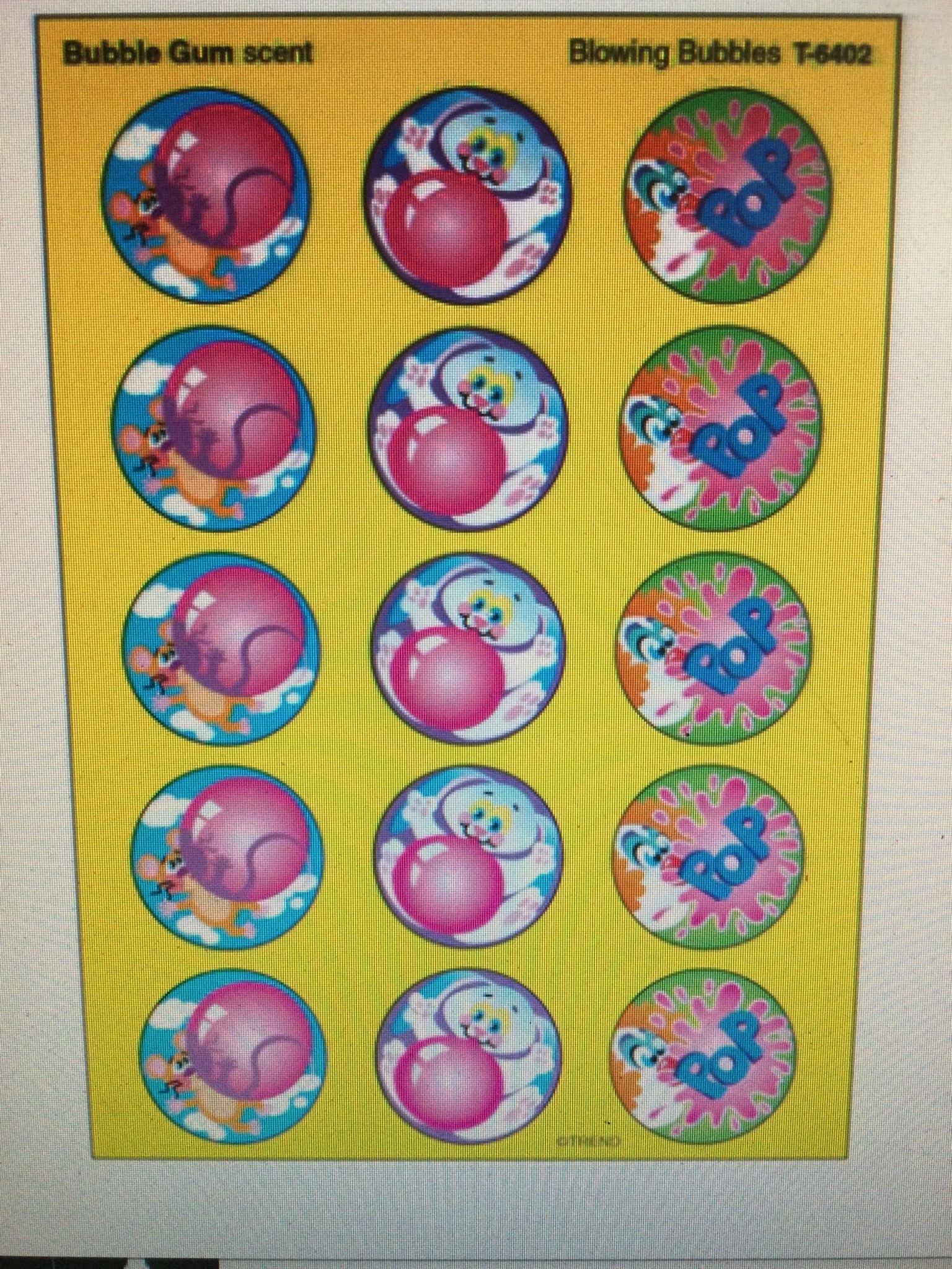 Blowing Bubbles Bubble Gum Stinky Stickers - School Spot