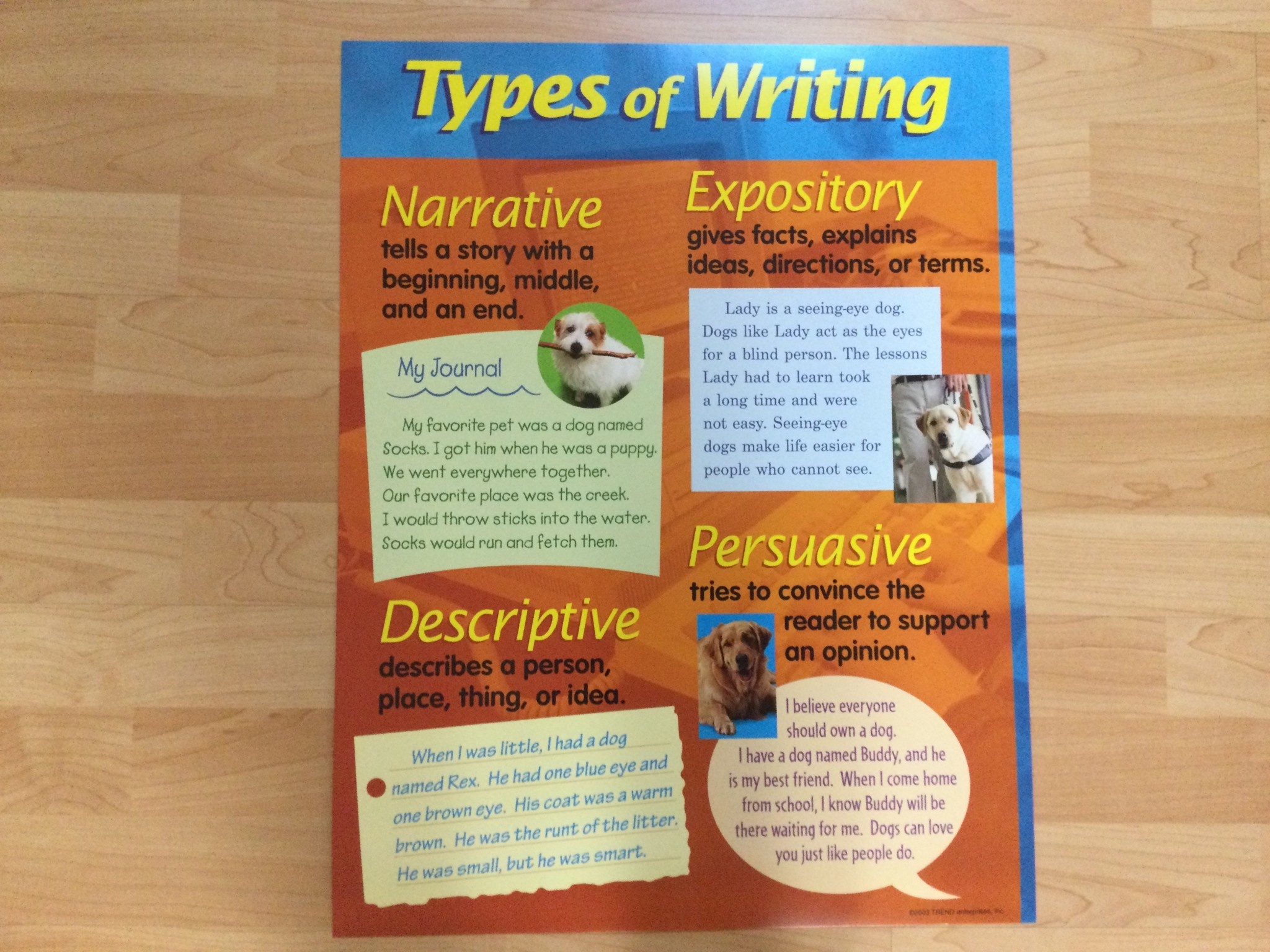 Types of Writing Chart - School Spot