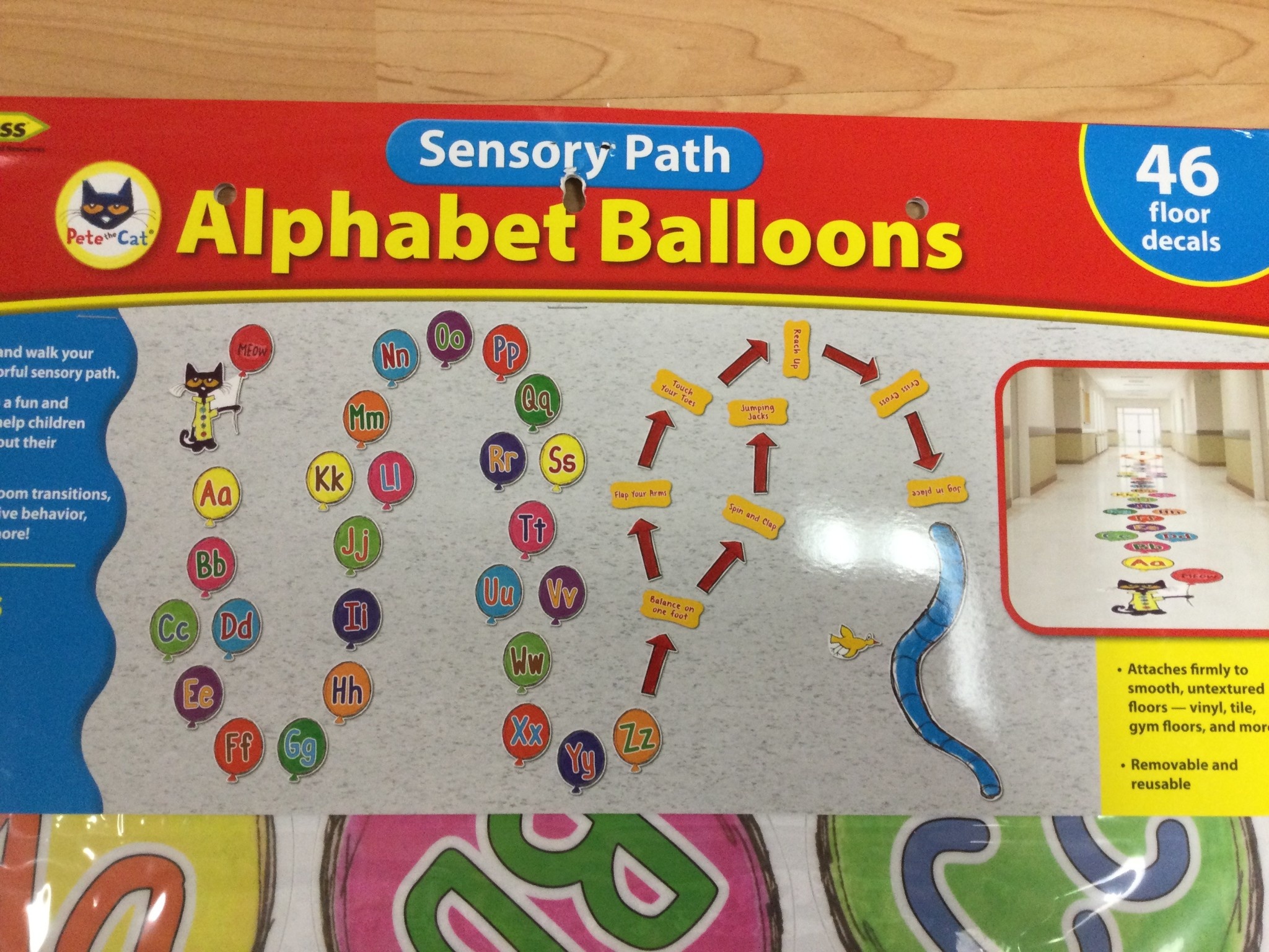 Pete the Cat Alphabet Balloons Sensory Path - School Spot