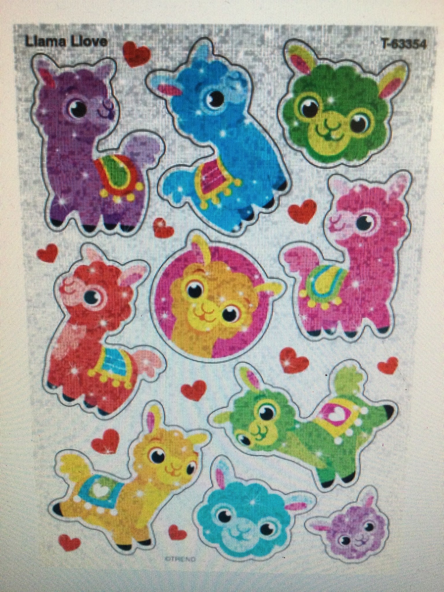 Llama Love Sparkle Stickers - School Spot